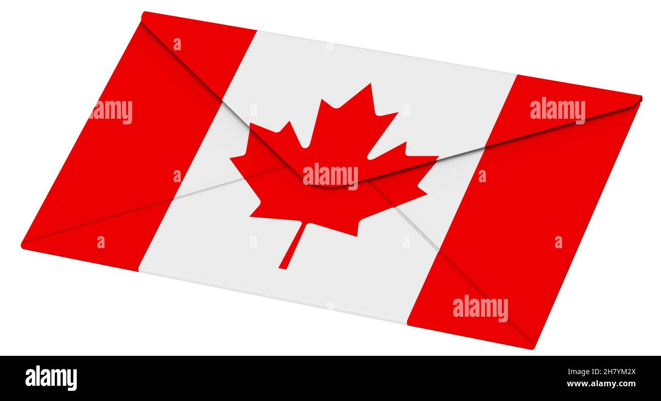 Closed postal envelope with flag of Canada. One closed postal envelope ...