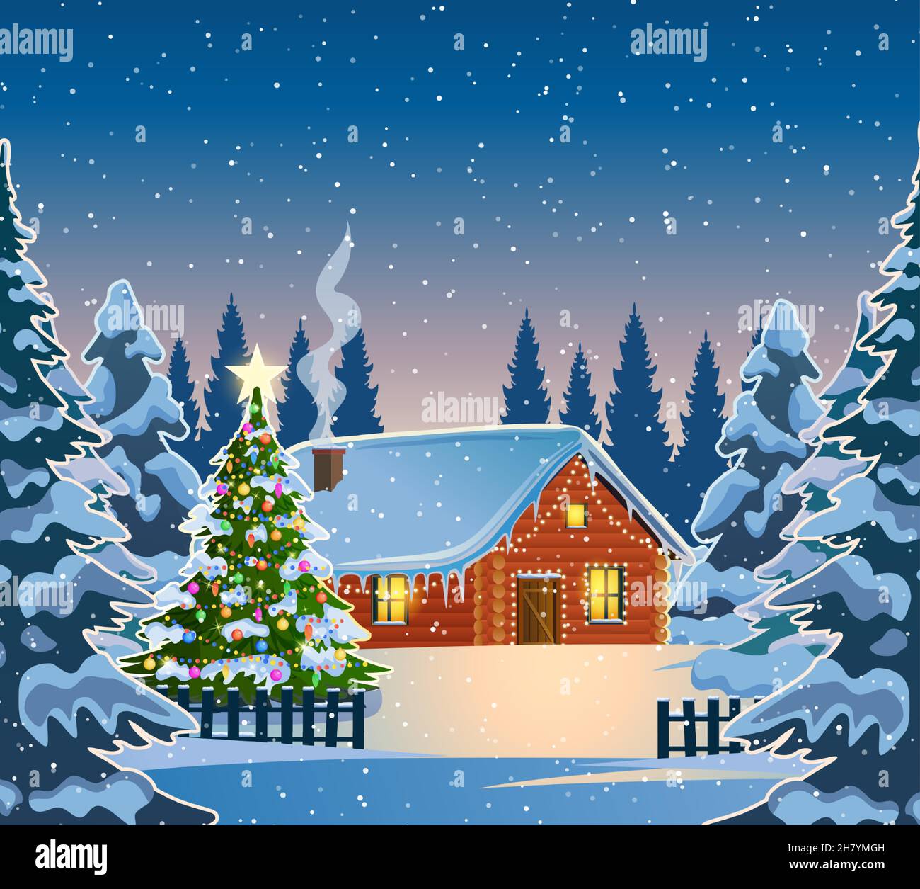 Night forest snow flakes hi-res stock photography and images - Alamy