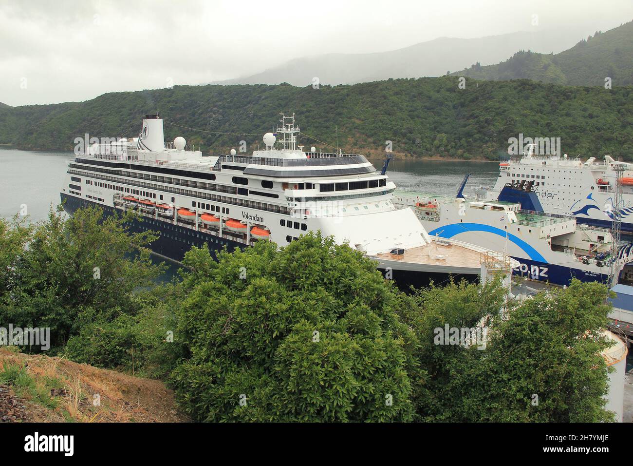 Picton Port in the Marlborough Sounds viewed from Queen Charlotte Drive ...