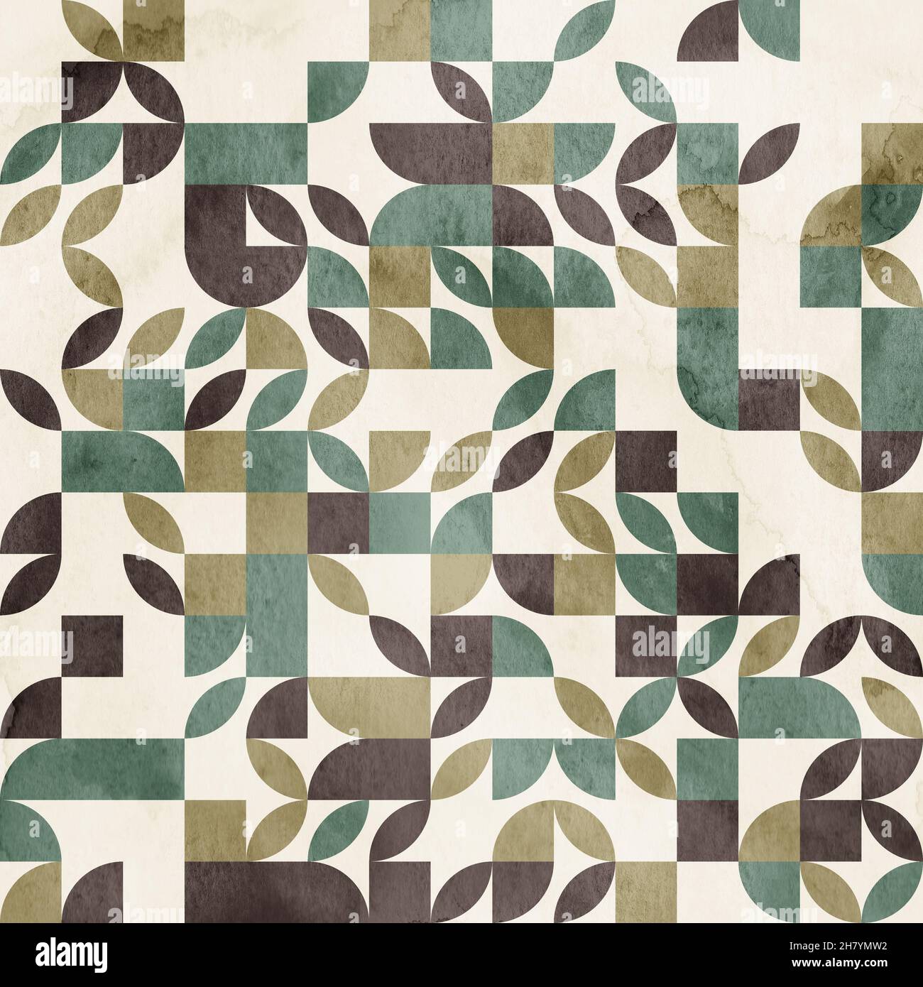 Seamless mid century retro watercolor geometric surface pattern design ...