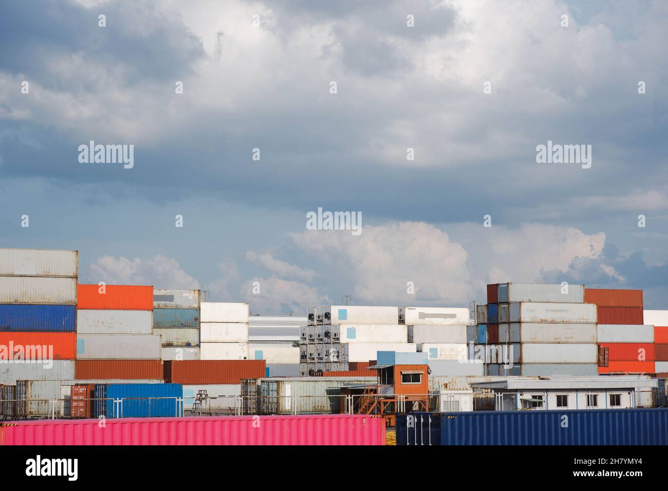 container yard bulk container industry perspective Stock Photo - Alamy