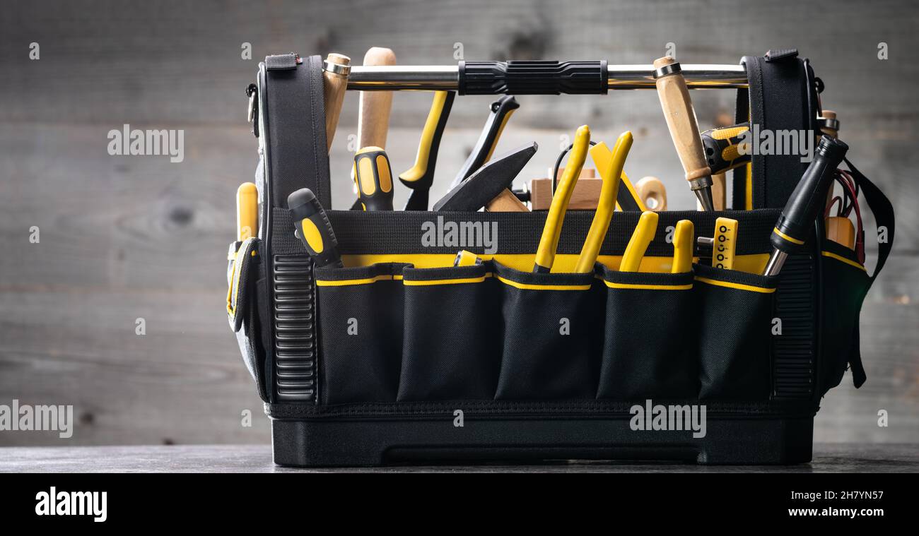 DIY Handyman Toolkit. Carpenter Hardware And Tools Stock Photo - Alamy