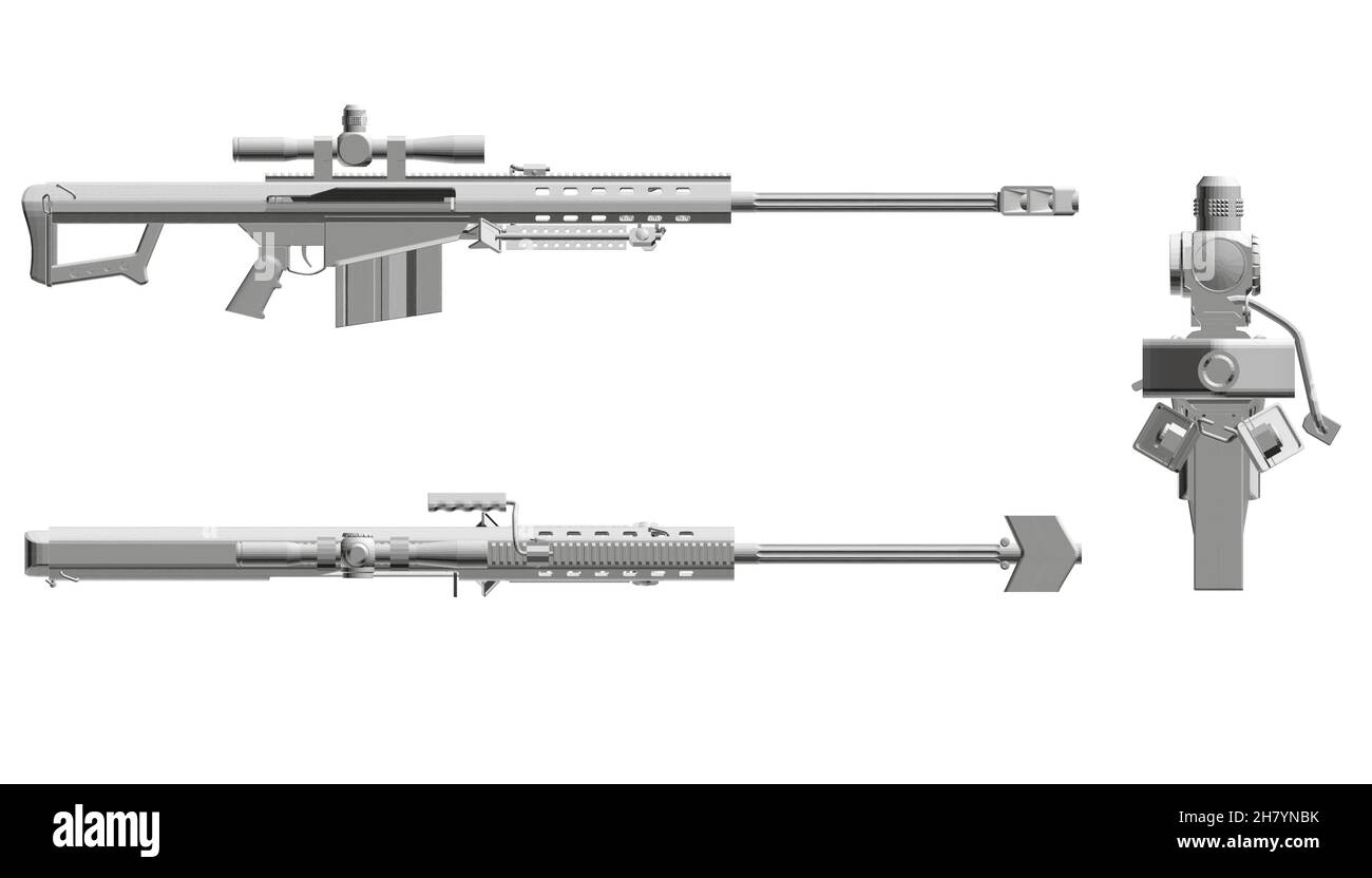 Set with rifles with telescopic sight isolated on white background ...