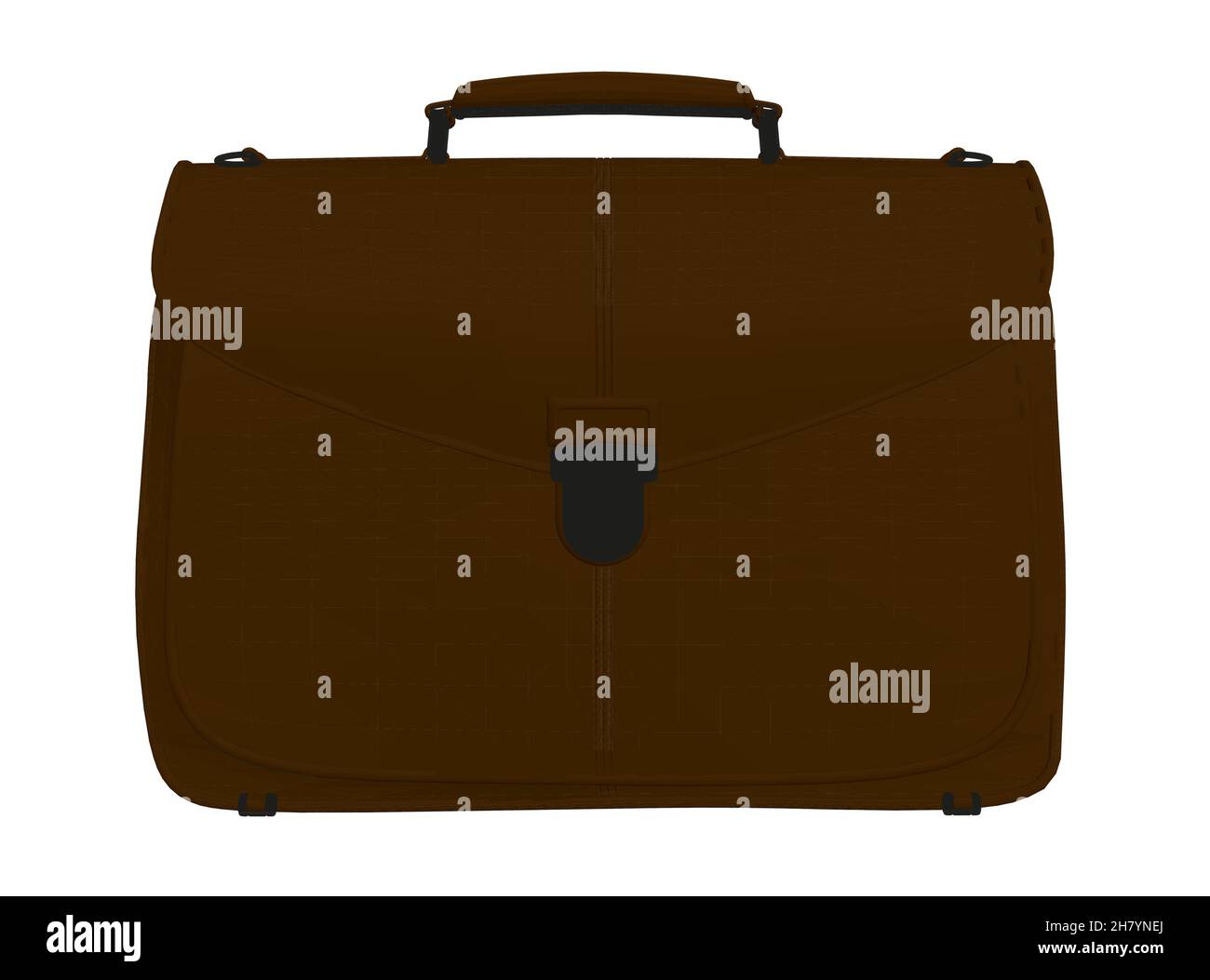 Brown business suitcase isolated on white background. Front view. 3D ...