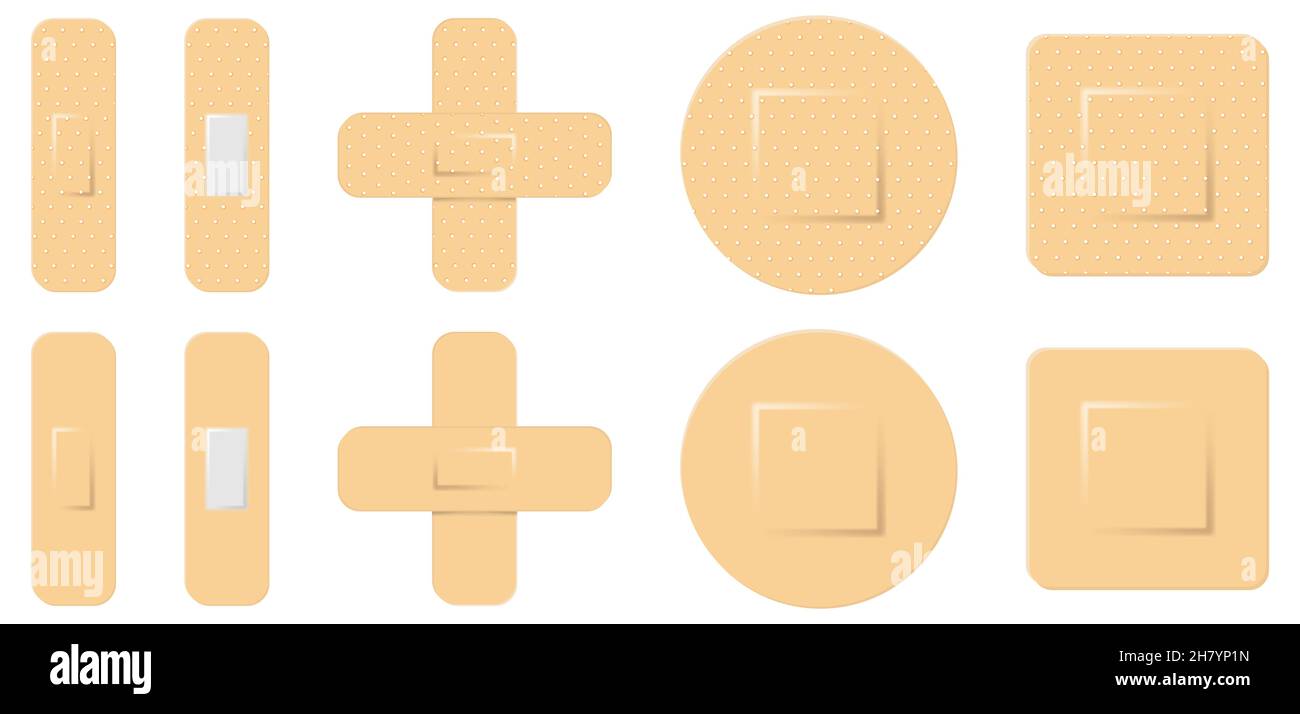 Set of medical bandage in different shape. Medical patch aid strip ...