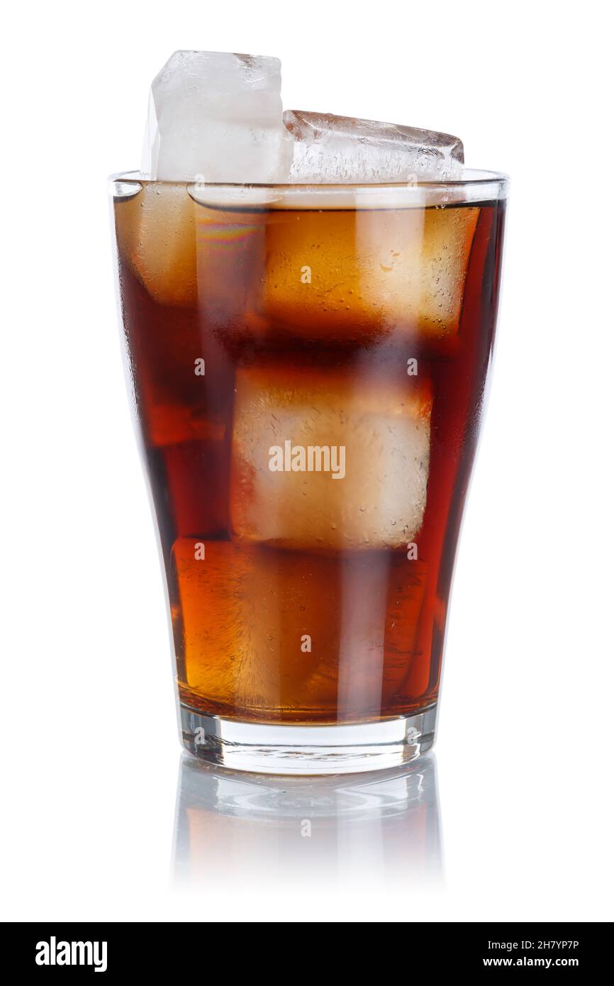 Cola drink lemonade softdrink in a glass isolated on a white background ...