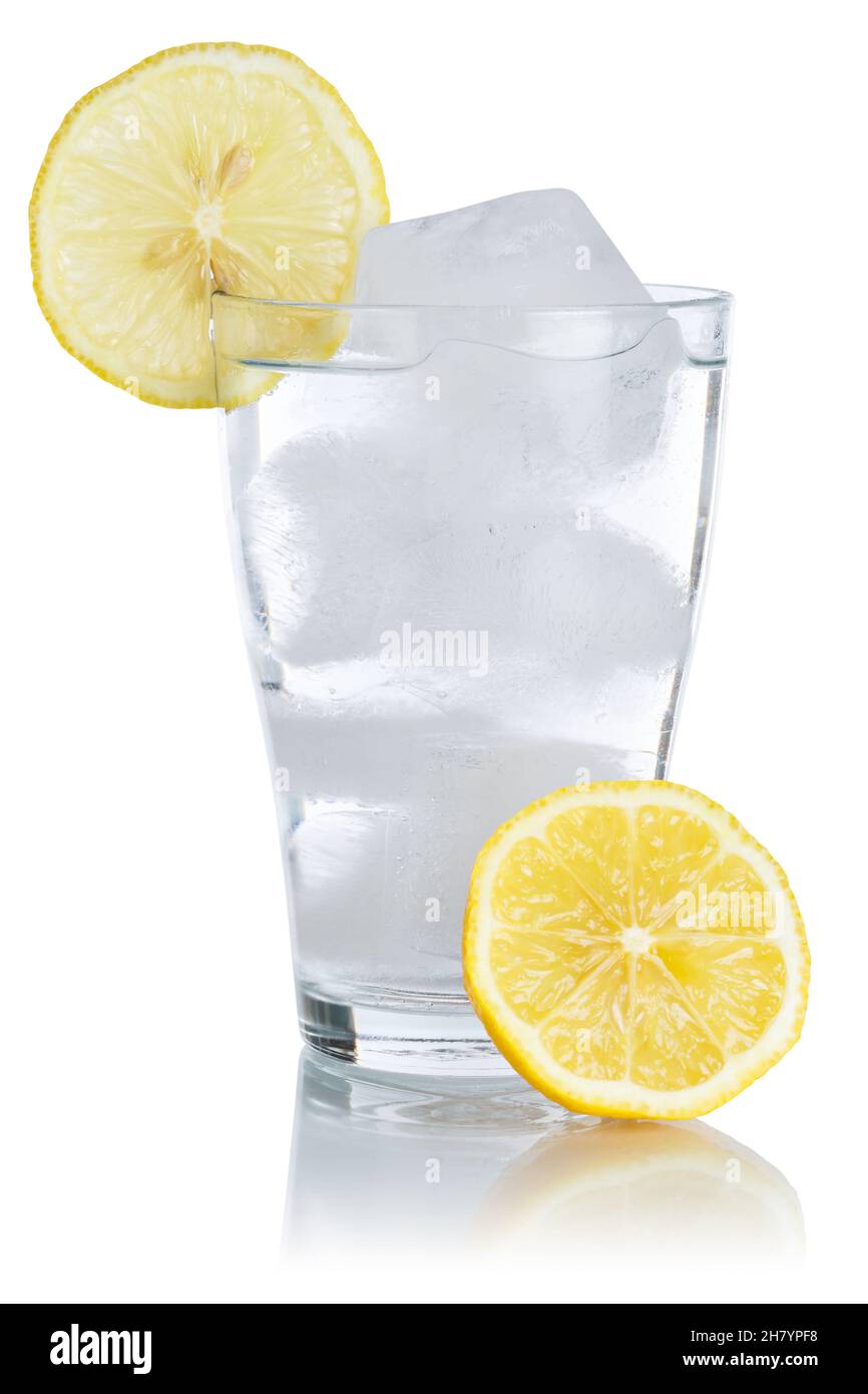 Water lemonade softdrink drink in a glass isolated on a white ...
