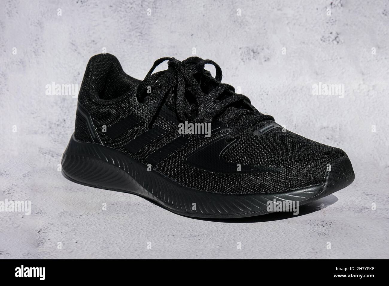 Kiev Ukraine - October 2021 Black Adidas sneakers on display ...