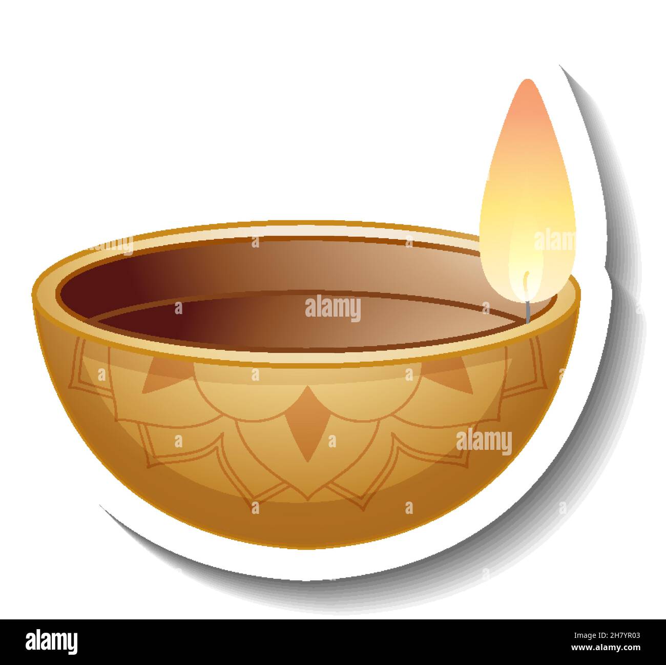 Isolated Oil lamp Diya Sticker illustration Stock Vector Image & Art ...