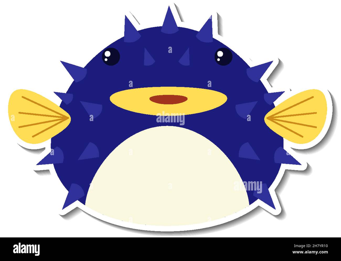Puffer fish animal cartoon sticker illustration Stock Vector Image ...