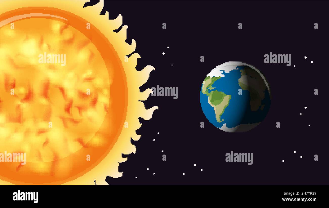 Thumbnail design with Sun and Earth illustration Stock Vector Image ...