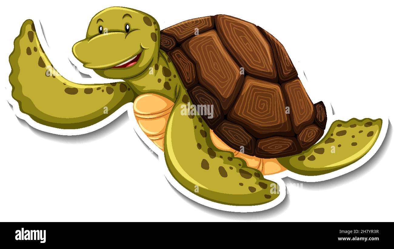 Cute turtle animal cartoon sticker illustration Stock Vector Image ...