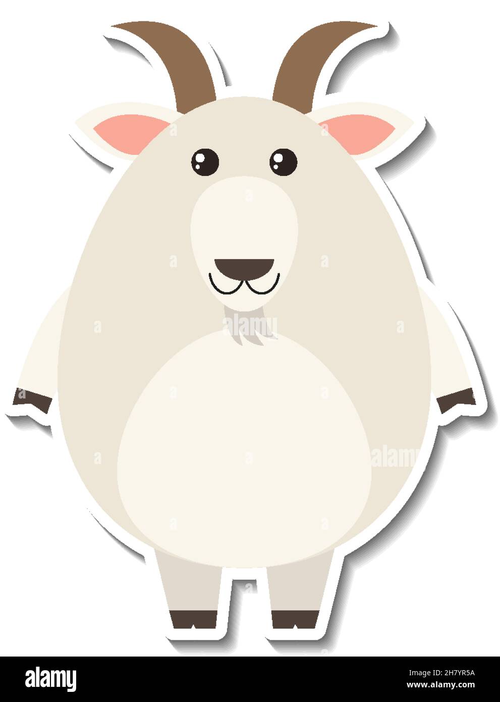 Chubby goat animal cartoon sticker illustration Stock Vector Image ...