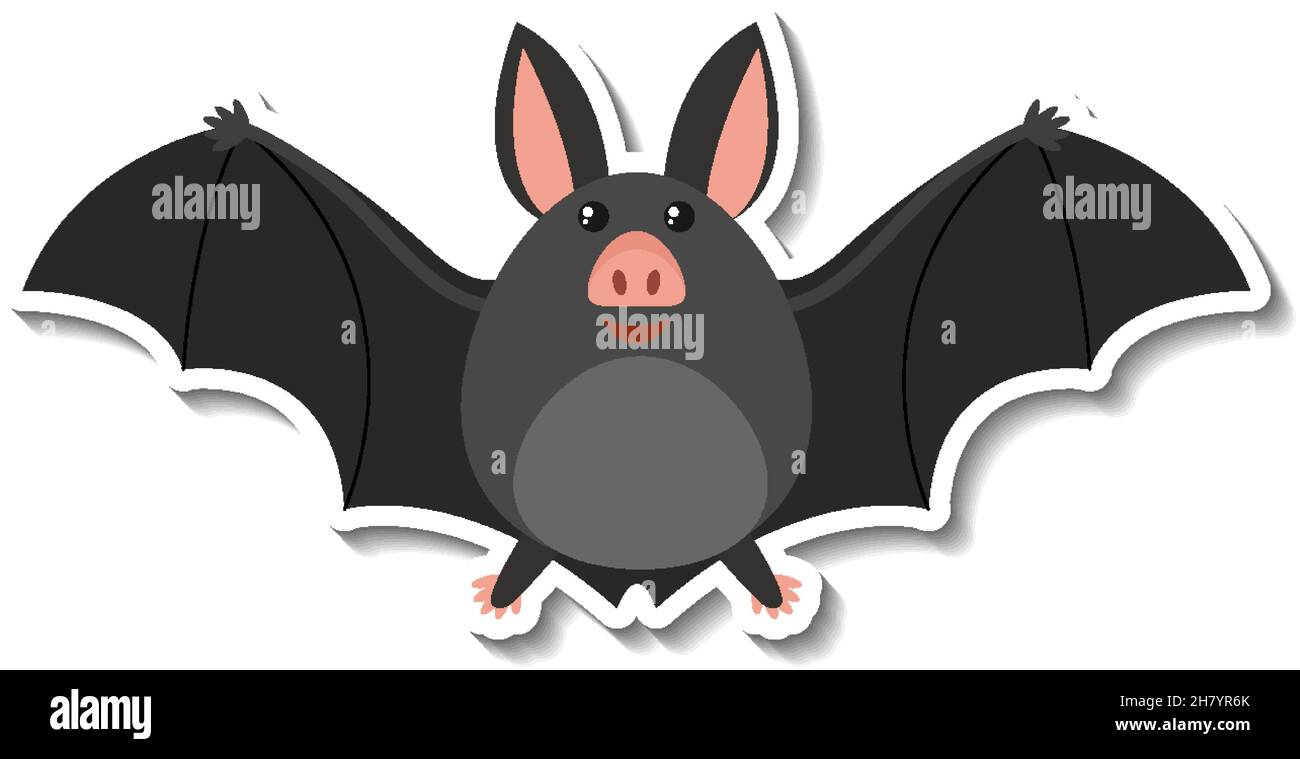 Cute chubby bat animal cartoon sticker illustration Stock Vector Image ...