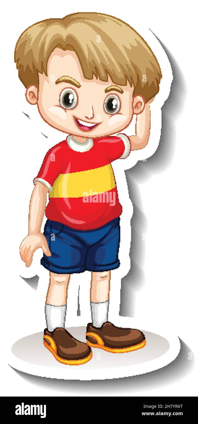 Spainish boy cartoon character sticker illustration Stock Vector Image ...