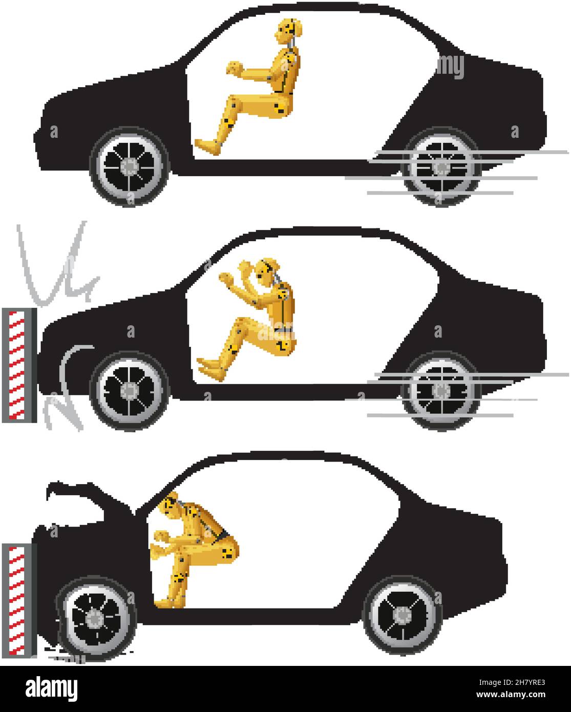 Crash test dummy with broken car illustration Stock Vector Image & Art ...