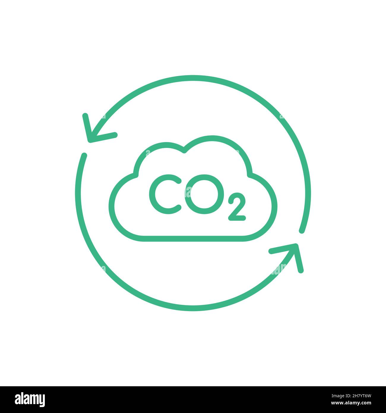 CO2 Carbon dioxide cloud inside circle arrows. Cloud thin line icon ...