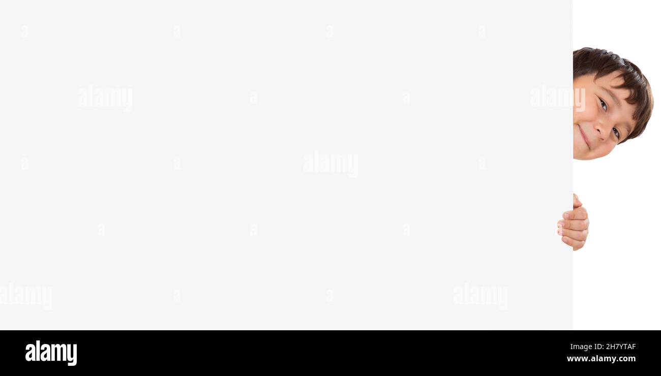 Child kid looking at empty blank sign copyspace copy space marketing ad ...
