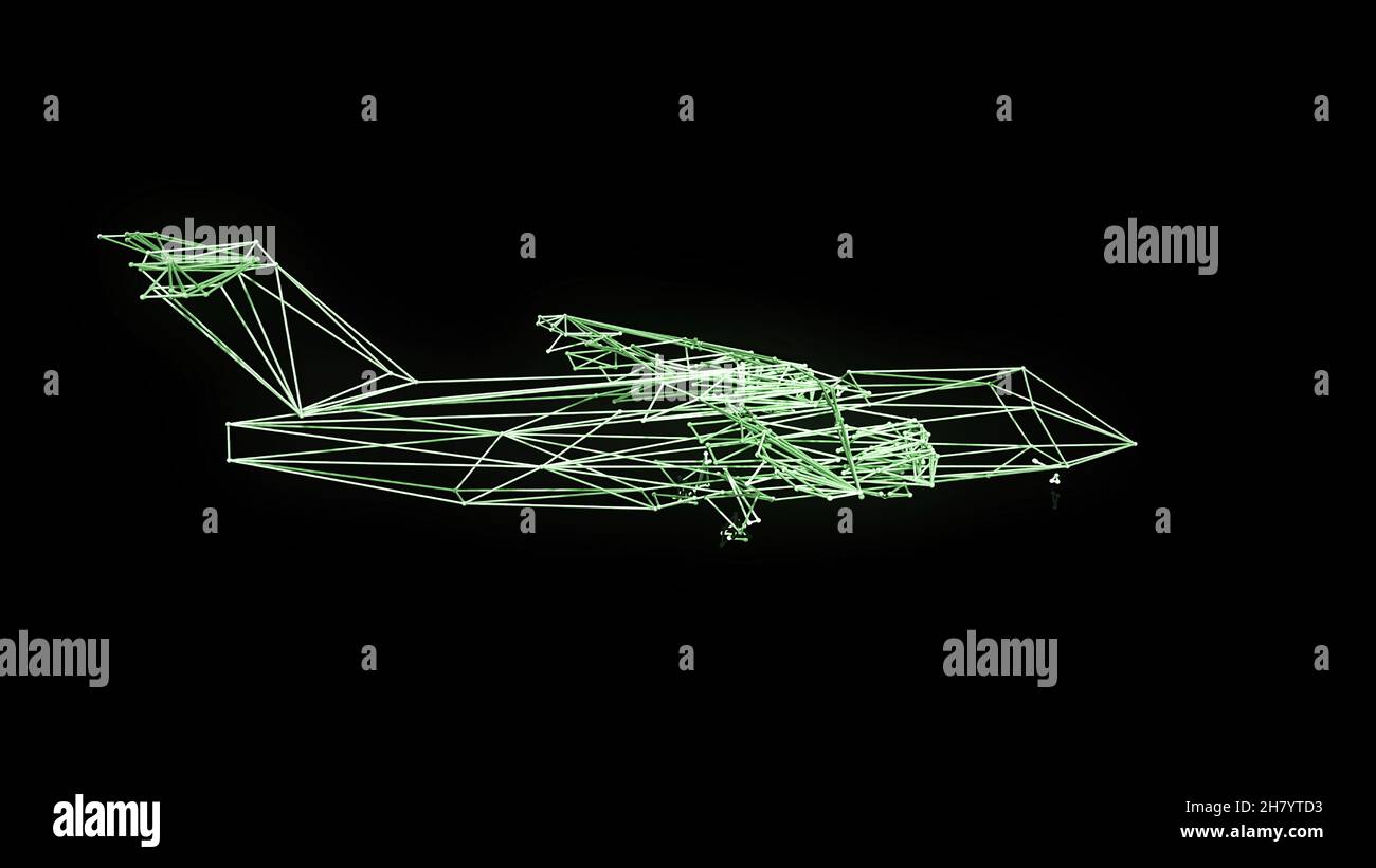 3d illustration - Airplane wire model isolated on black Stock Photo - Alamy