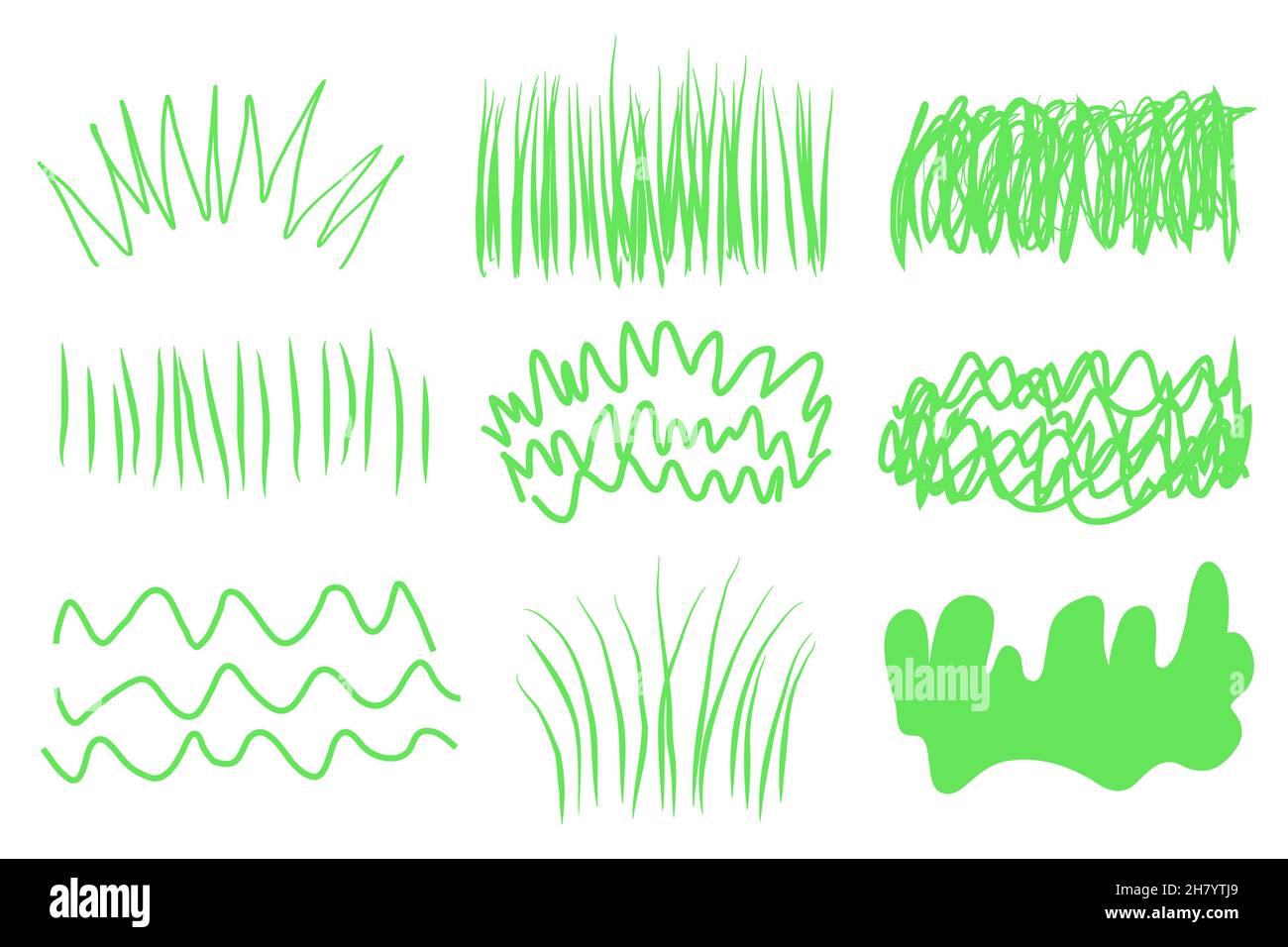 Hand drawn set of grass elements for design. Vector illustration Stock ...