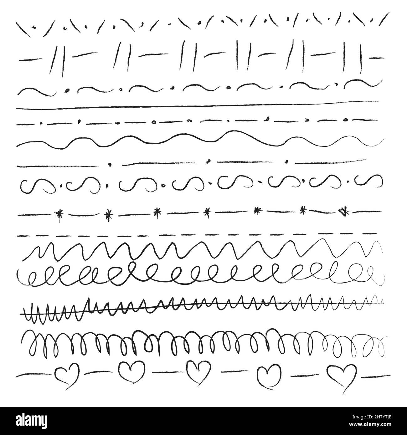 Hand drawn lines and borders, set of design elements. Vector ...