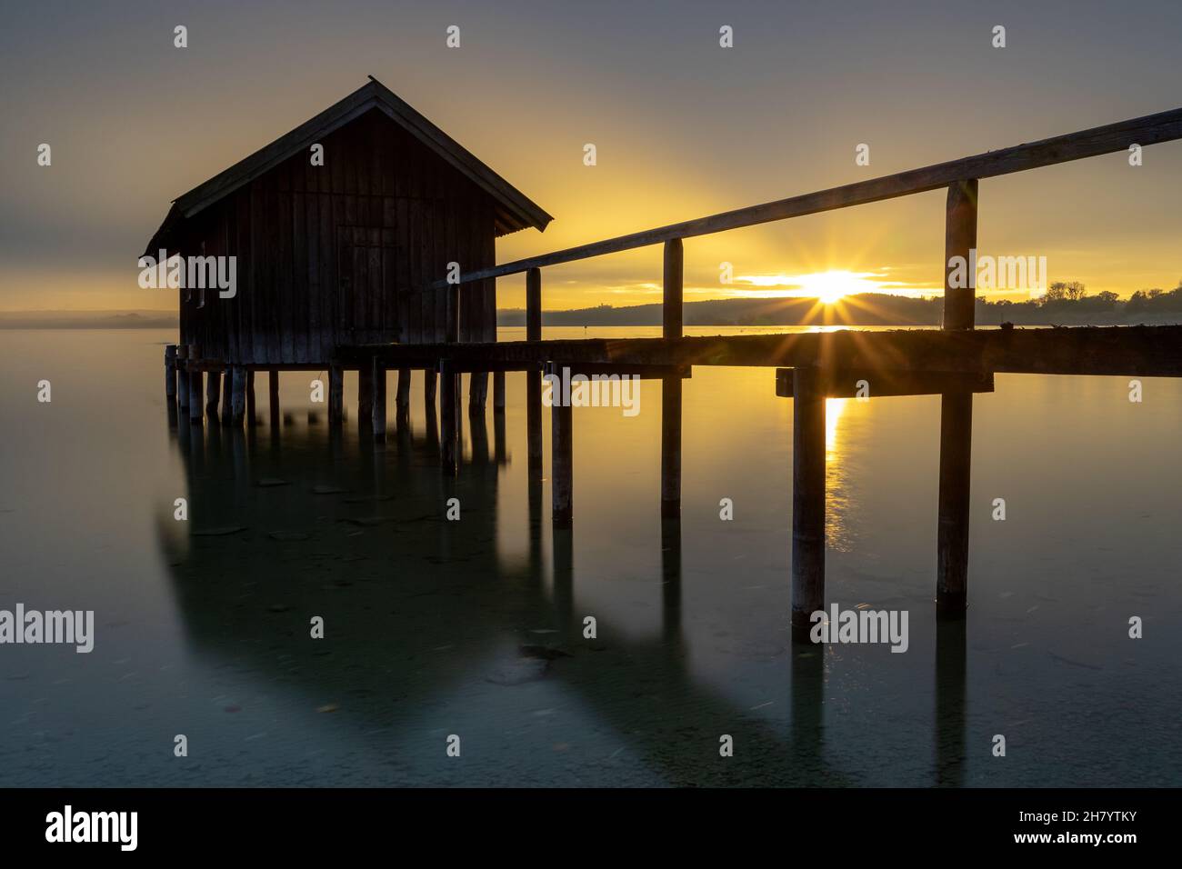 Sunset at Lake Ammersee, Bavaria, Germany Stock Photo - Alamy