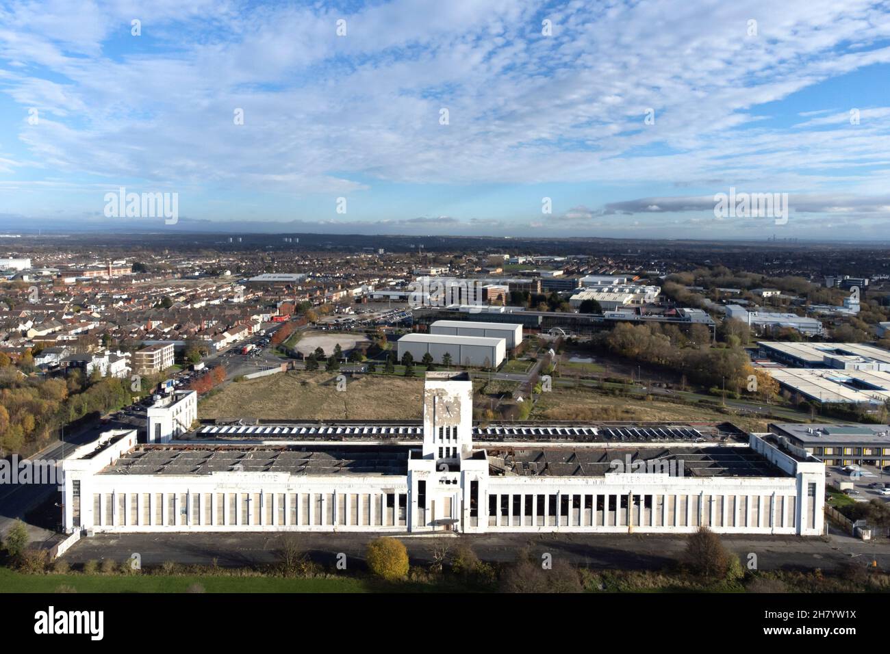 Liverpool, UK, 26th November 2021. An aerial photograph taken on ...