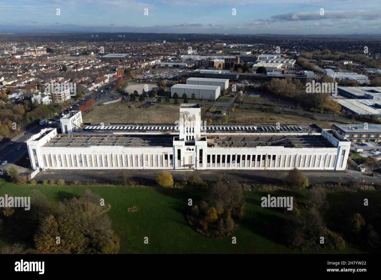 Liverpool, UK, 26th November 2021. An aerial photograph taken on ...