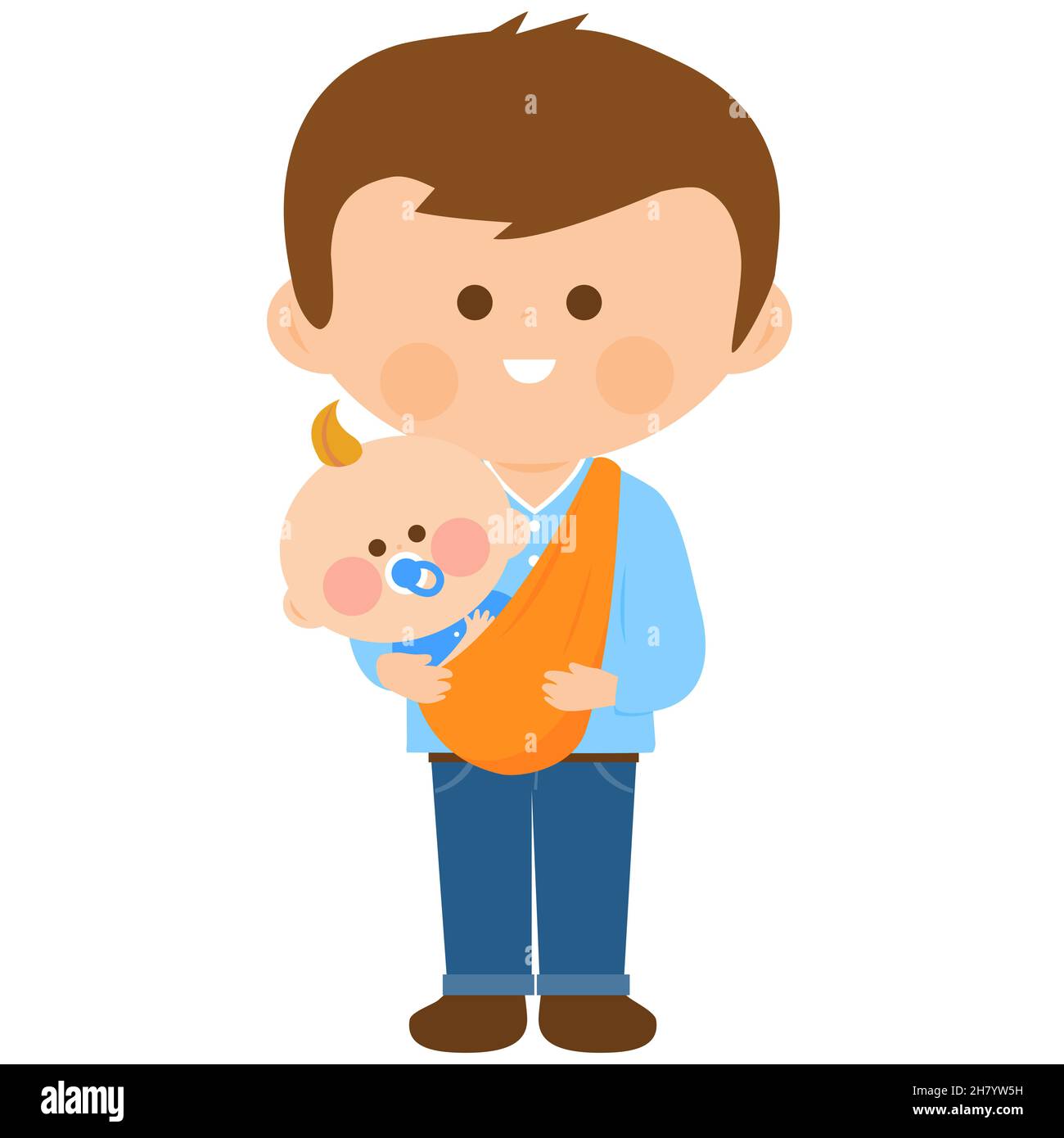 Dad carrying his baby in a baby sling. Man holding his infant in a baby ...