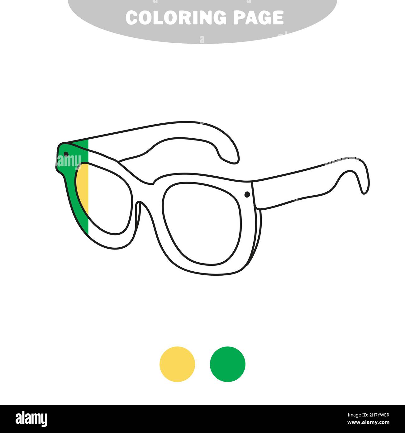 Simple coloring page. Coloring book for children, Sunglasses on white ...