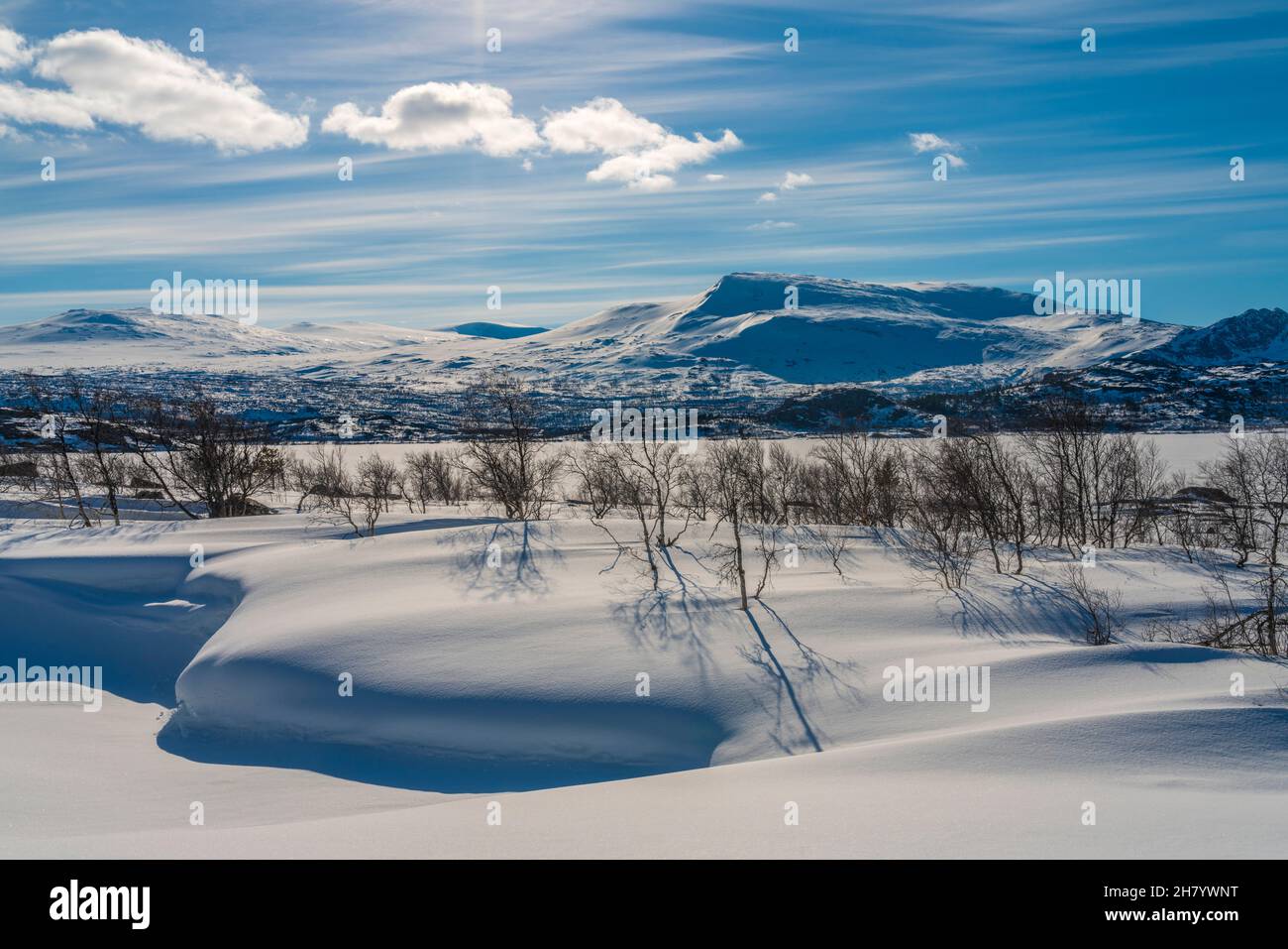 Spring time in the mountain area, plenty of snow, sunny weather and ice ...