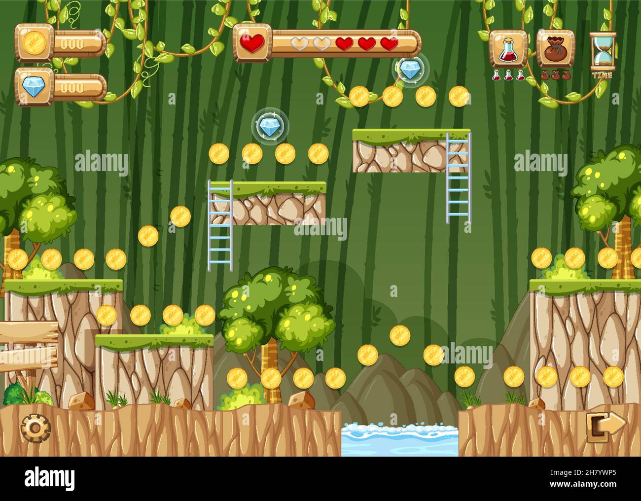 A Game Template Jungle Scene illustration Stock Vector Image & Art - Alamy