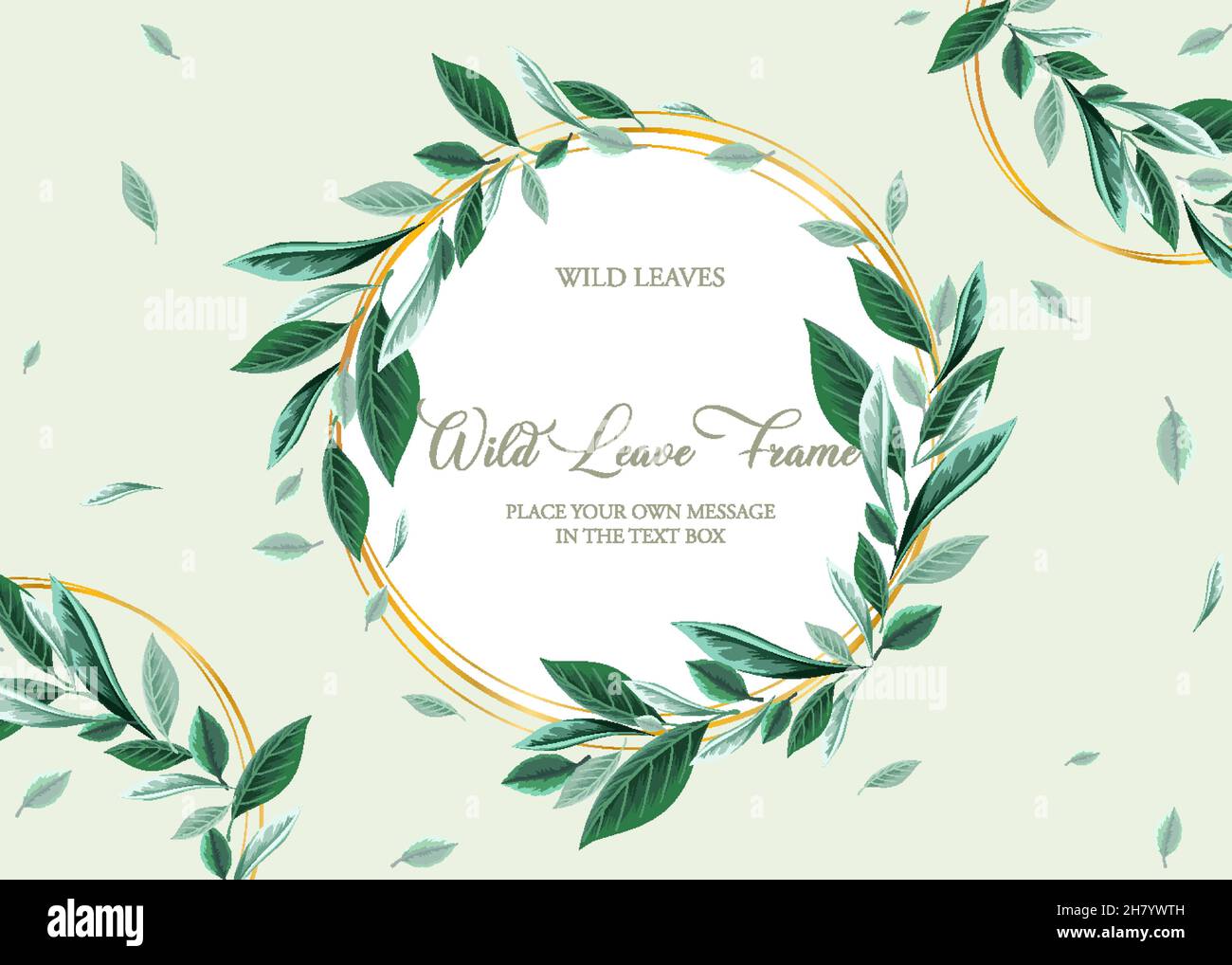 Round border frame template with green foliage illustration Stock ...