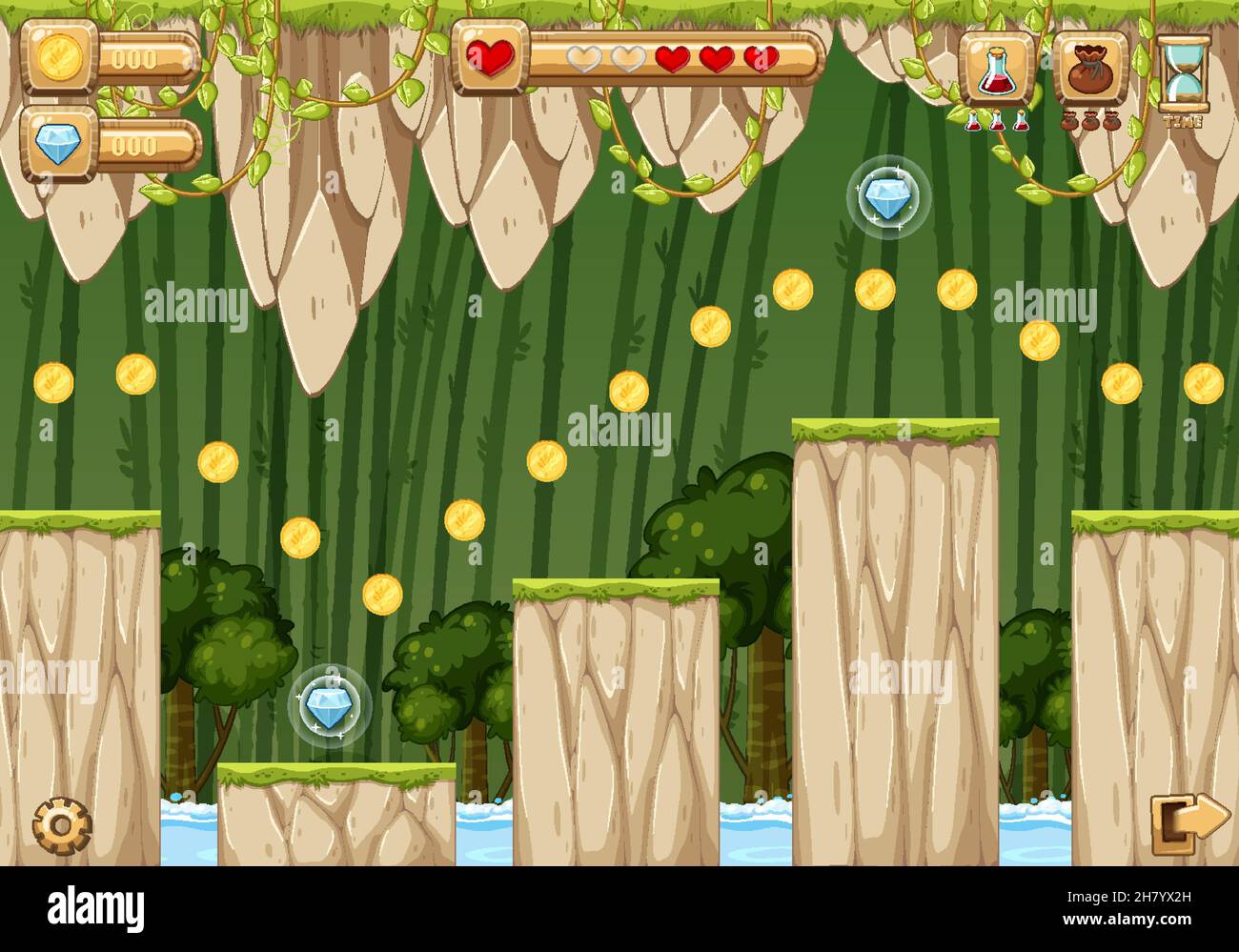 A Game Template Jungle Scene illustration Stock Vector Image & Art - Alamy