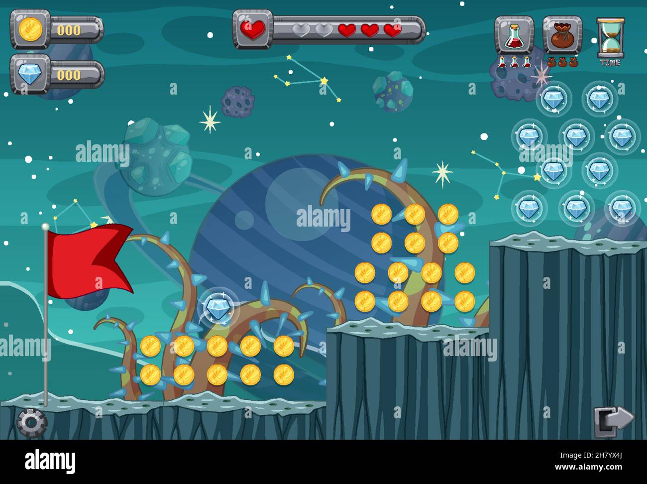 A Game Template Galaxy Space Scene illustration Stock Vector Image ...