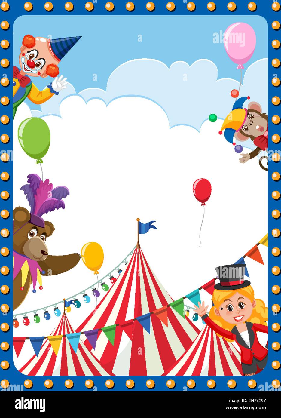 Circus poster background with cartoon character illustration Stock ...