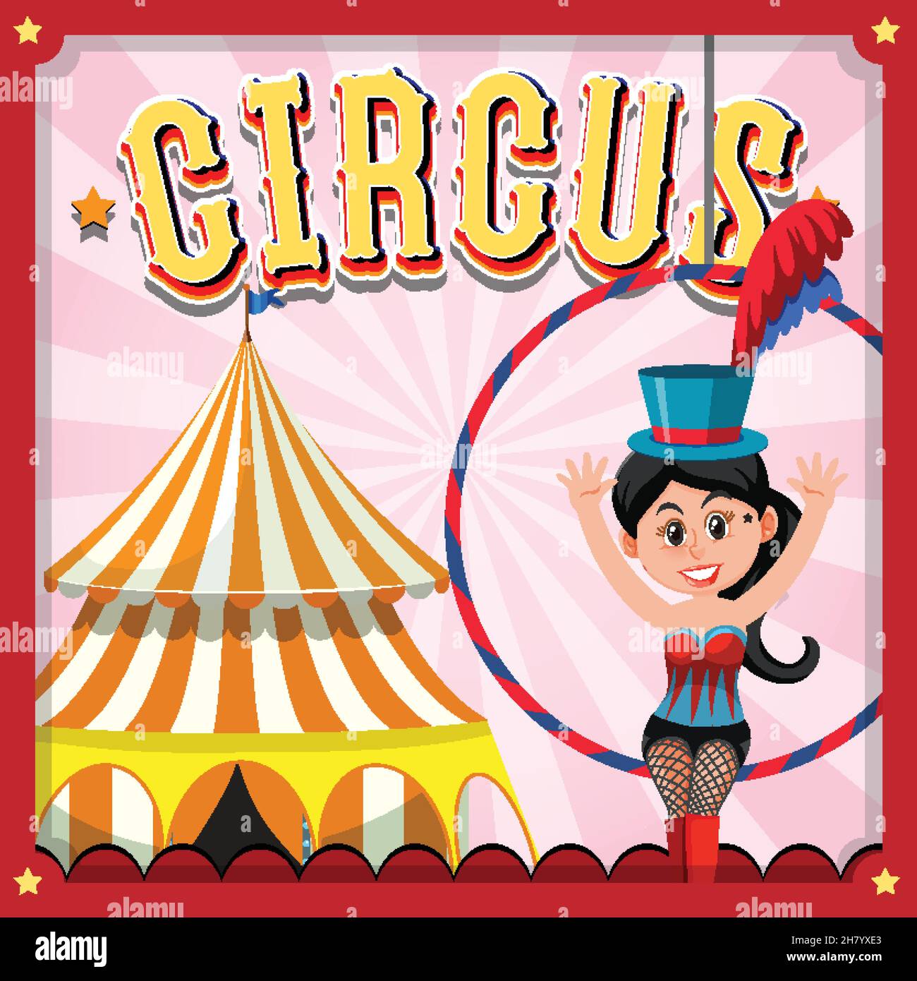 Circus banner design with circus and magician girl illustration Stock ...