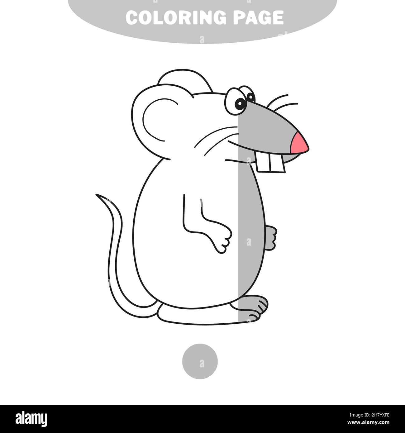 Simple coloring page. A cute gray rat is sitting - linear vector ...