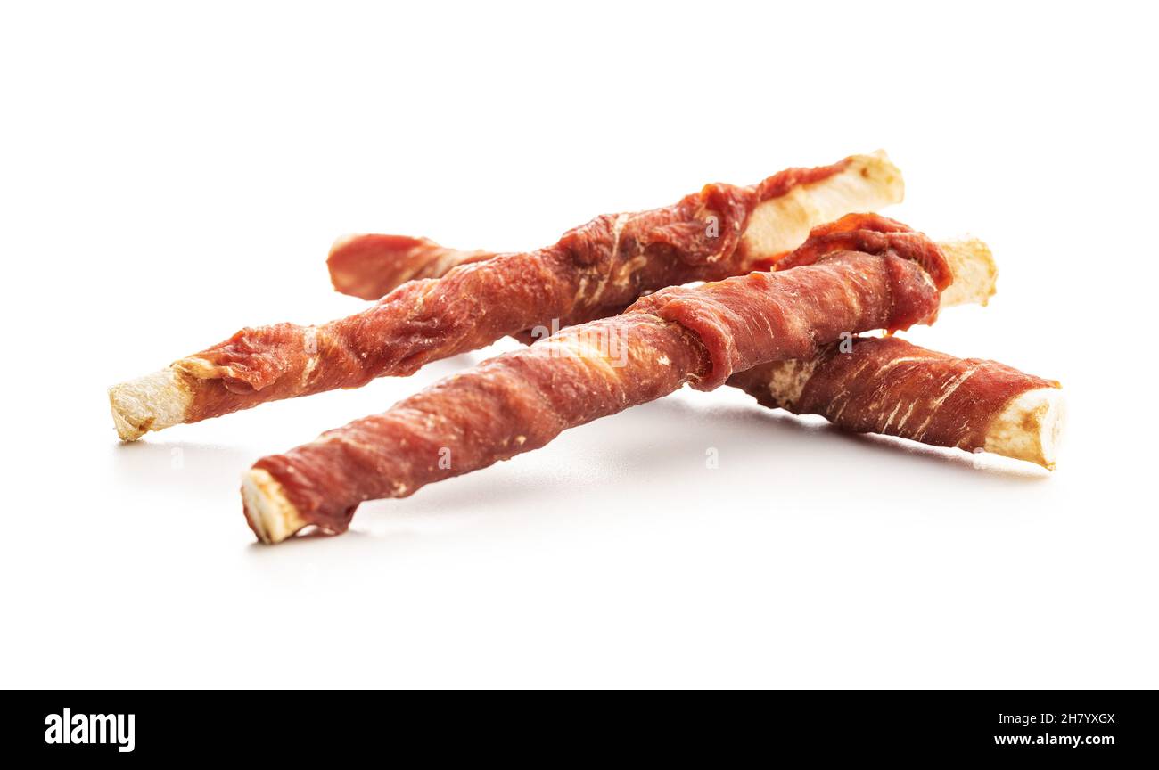 Dog treat sticks. Chewy sticks for dog isolated on white background ...