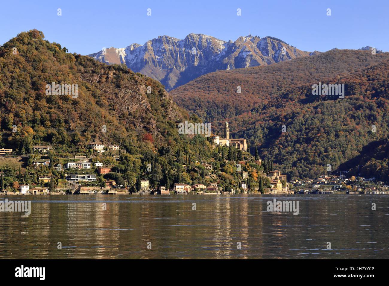 The beautiful village of Morcote with Lake of Lugano Stock Photo - Alamy