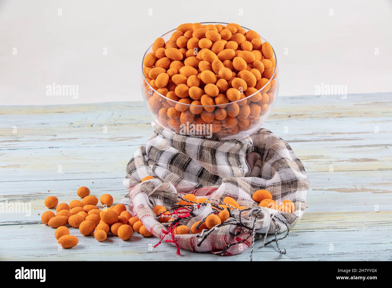 Peanut With Chips Sauce. Pile of sauce peanuts. Grilled peanuts in ...