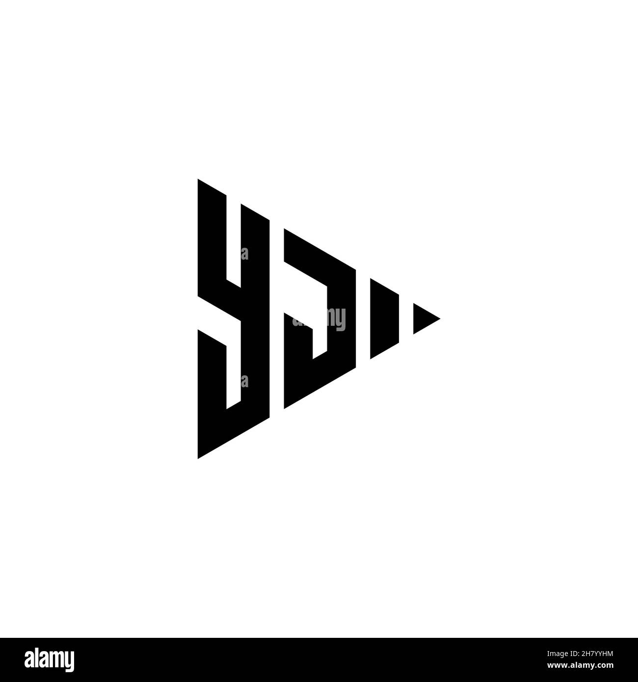 YJ Monogram logo letter with triangle play button shape style on isolated background. Triangle ...