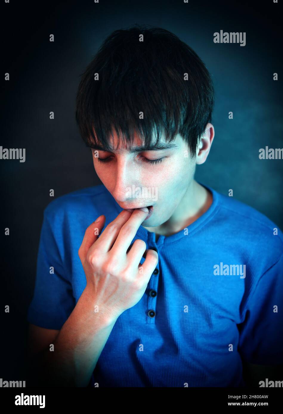 Young Man Feel Sick In The Dark Room Stock Photo Alamy young-man-feel-sick-in-the-dark-room-stock-photo-alamy