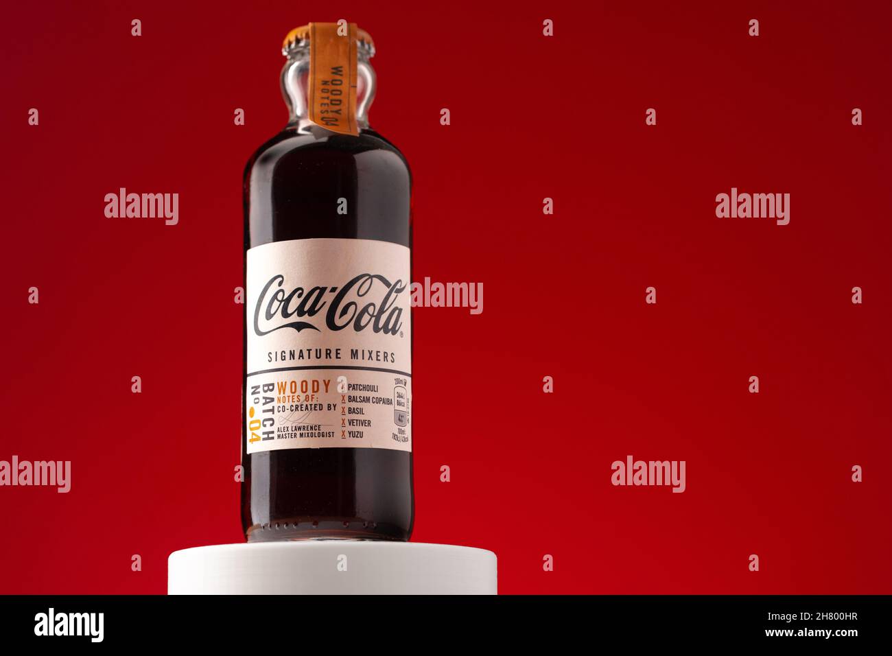 KRASNODAR, RUSSIA - OCTOBER 12, 2020: Glass bottle of Coca-Cola ...