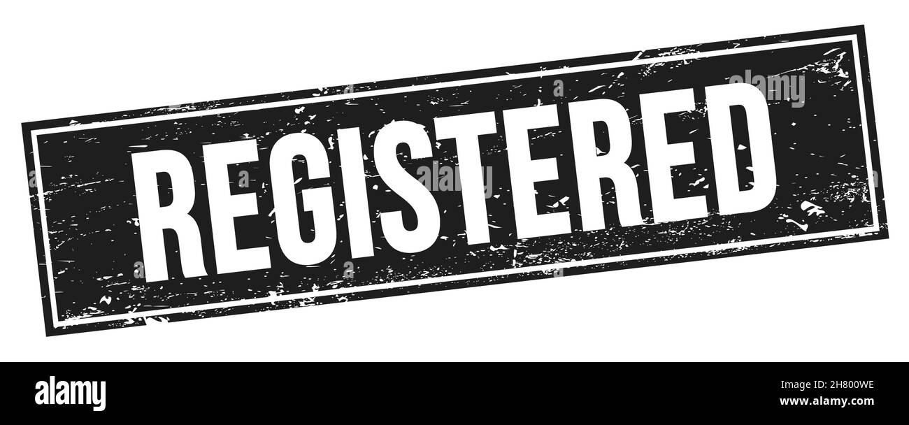 REGISTERED text on black grungy rectangle stamp sign Stock Photo - Alamy