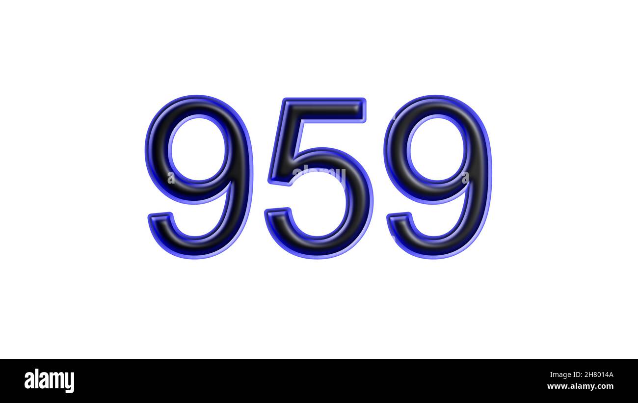 blue 959 number 3d effect white background Stock Photo - Alamy