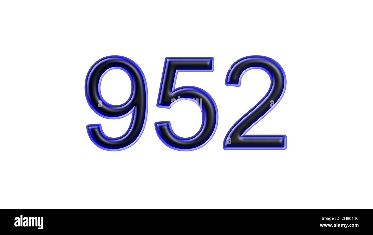 blue 952 number 3d effect white background Stock Photo - Alamy