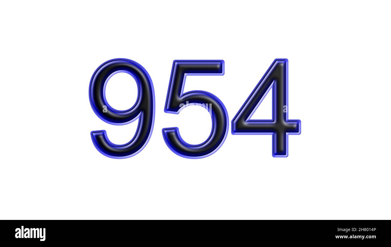 blue 954 number 3d effect white background Stock Photo - Alamy