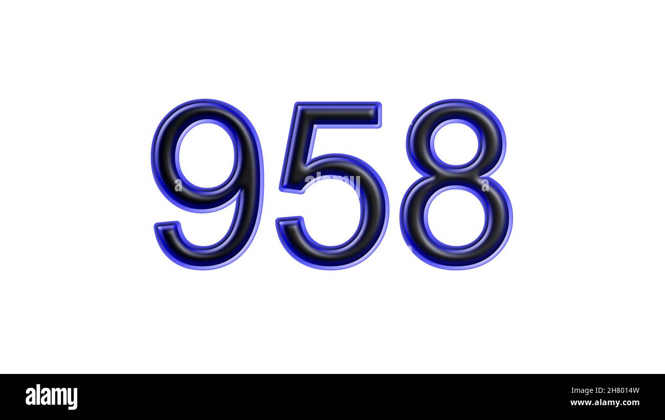 blue 958 number 3d effect white background Stock Photo - Alamy