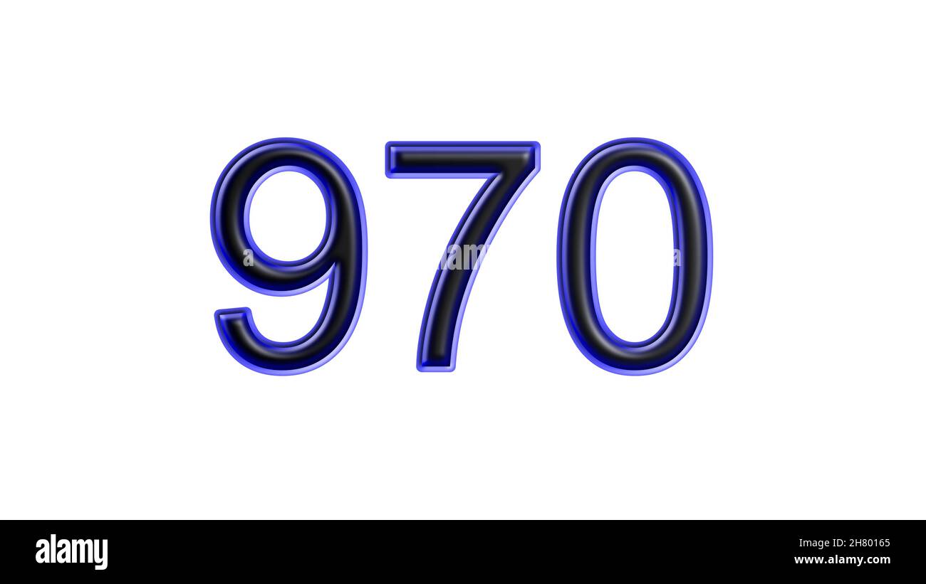 blue 970 number 3d effect white background Stock Photo - Alamy
